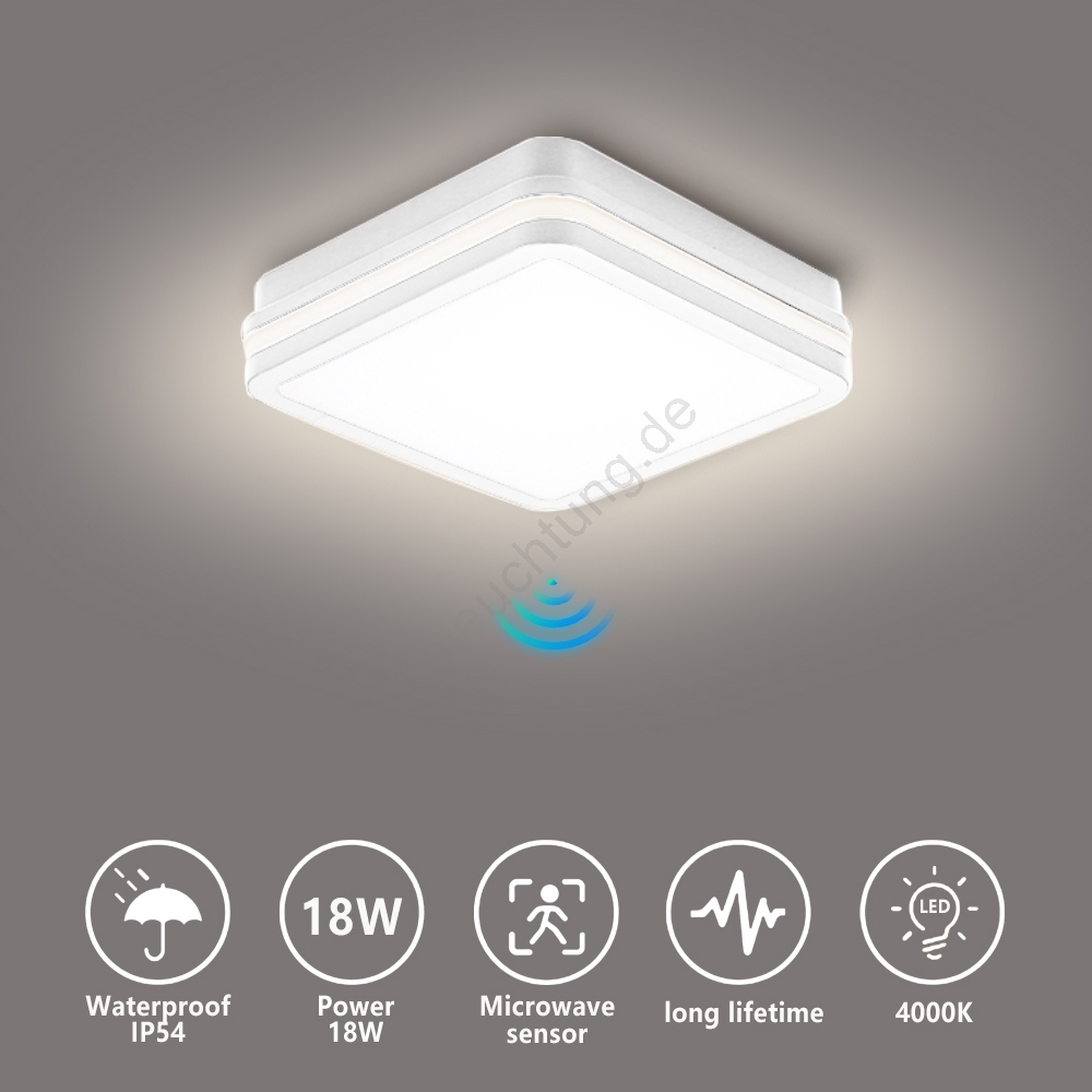 Brilagi - LED-Außenleuchte mit Sensor BENE LED/18W/230V 22x22 cm weiß ...