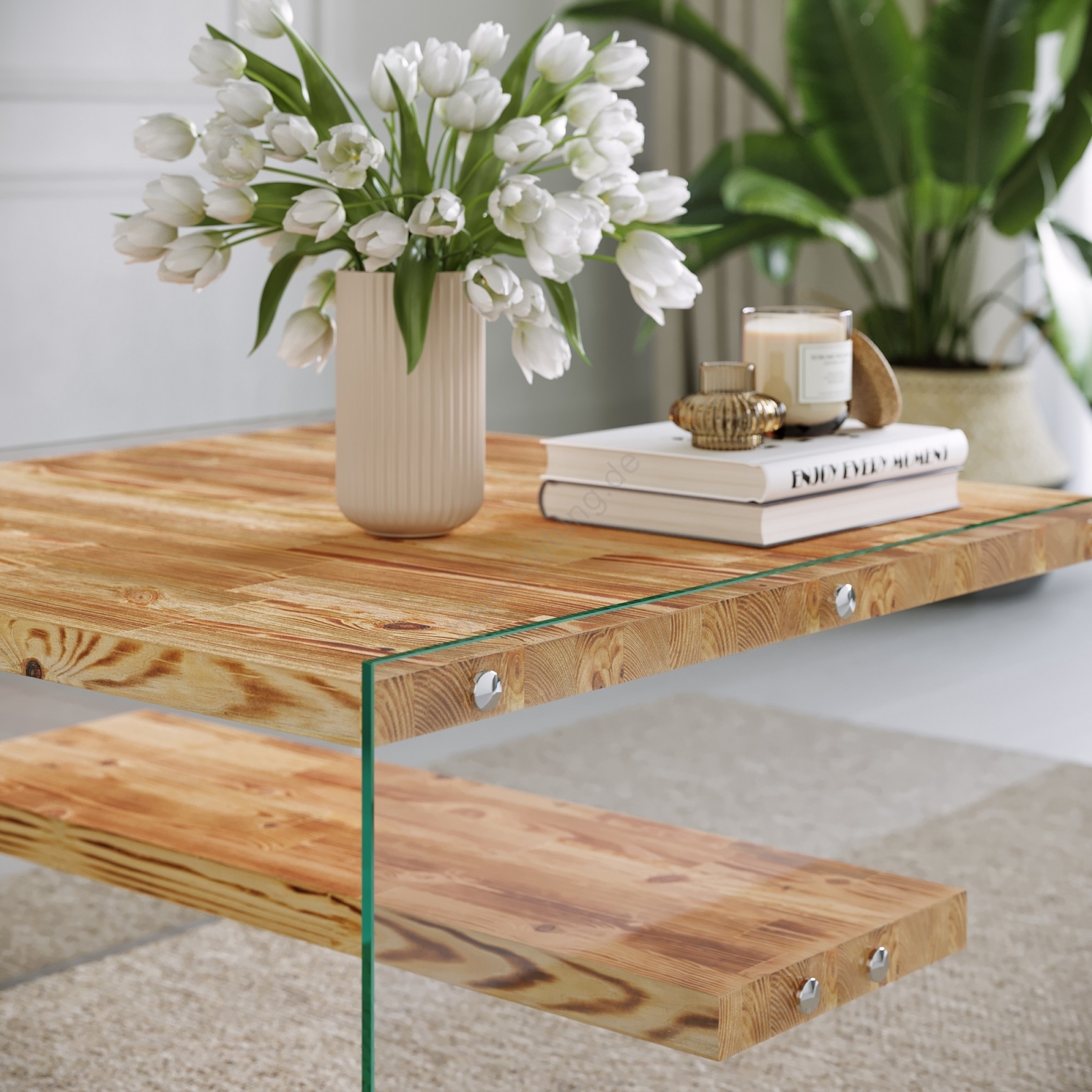Couchtisch NIAGARA 40x75 cm Kiefer/klar | Beleuchtung.de