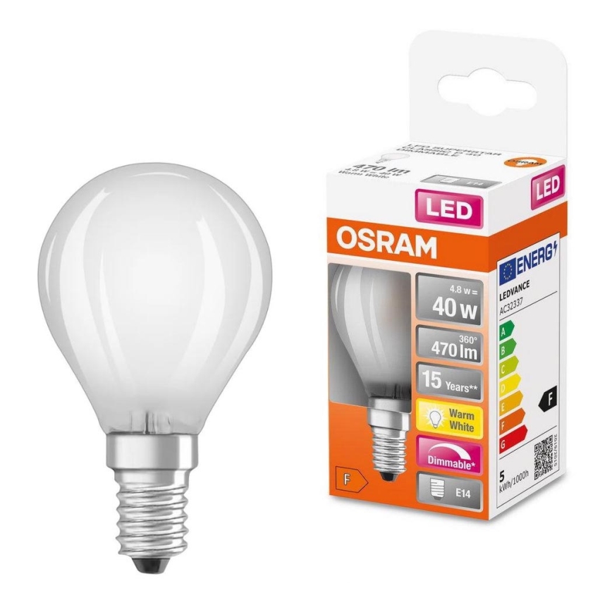 Dimmbare LED-Glühbirne P45 E14/4,8W/230V 2700K - Osram | Beleuchtung.de