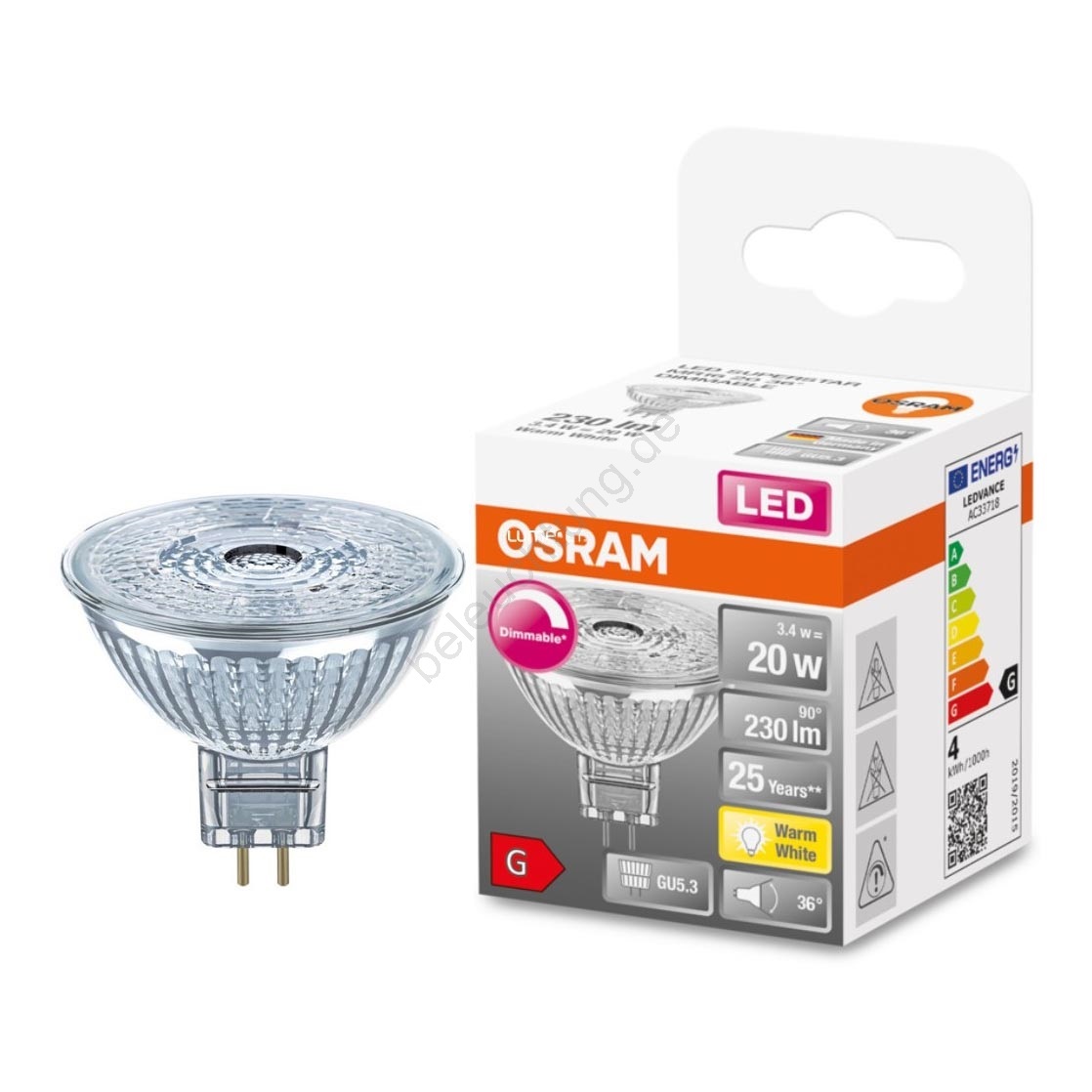 Dimmbares LED-Leuchtmittel MR16 GU5,3/3,4W/12V 2700K - Osram | Beleuchtung.de