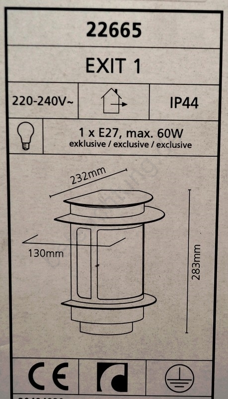 EGLO 22665 - Outdoor Wandleuchte EXIT 1 1xE27/60W | Beleuchtung.de