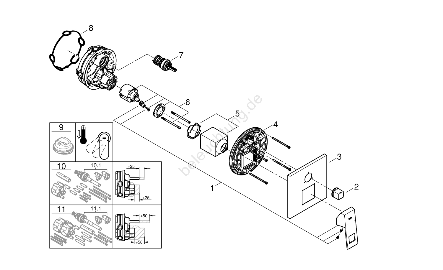 GROHE 24094000 - EUROCUBE Einhandmischer mit 3‑Wege‑Umschalter ...