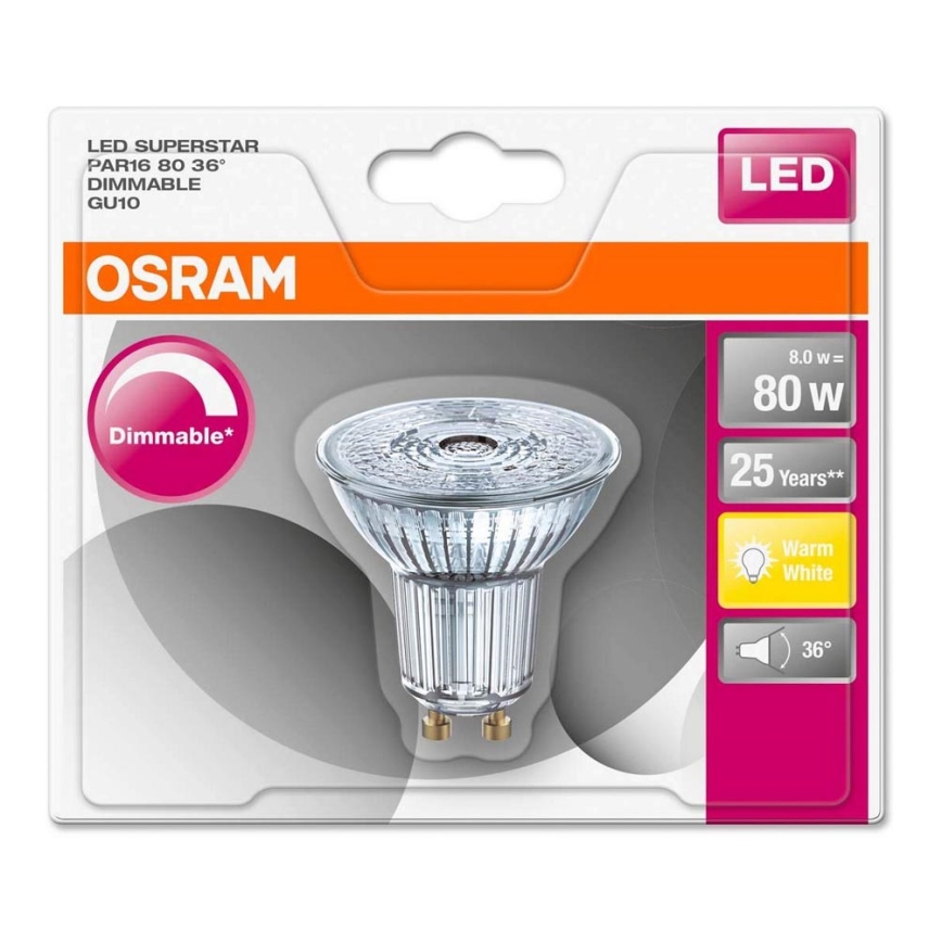 LED dimmbare Glühbirne GU10/7,2W/230V 2700K - Osram | Beleuchtung.de