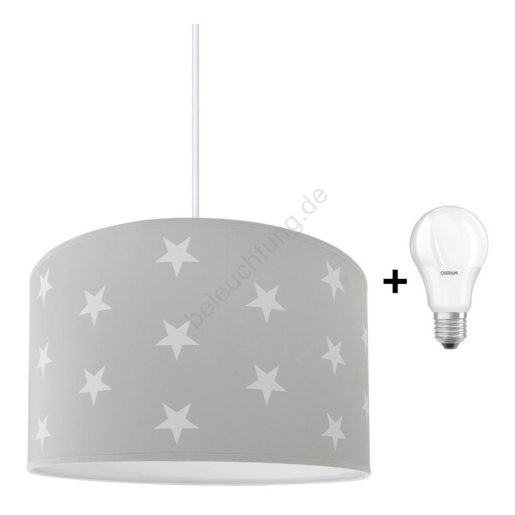 LED Kinder-Kronleuchter STARS GREY 1xE27/9W/230V | Beleuchtung.de