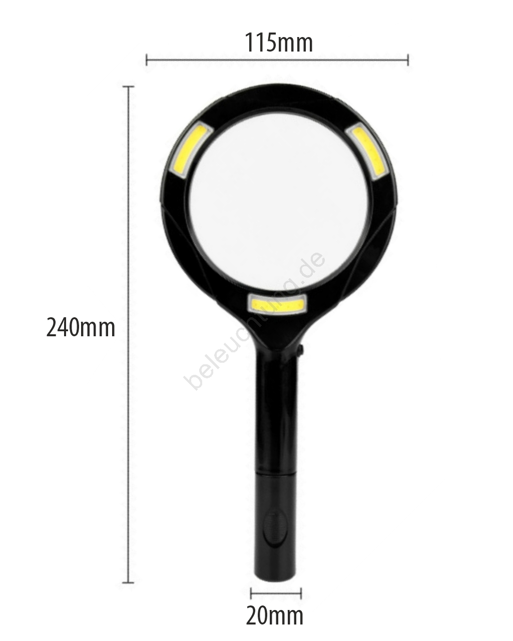 LED-Lupe 3×Vergrößerung mit LED-Beleuchtung/3W/2xAA IP22 | Beleuchtung.de