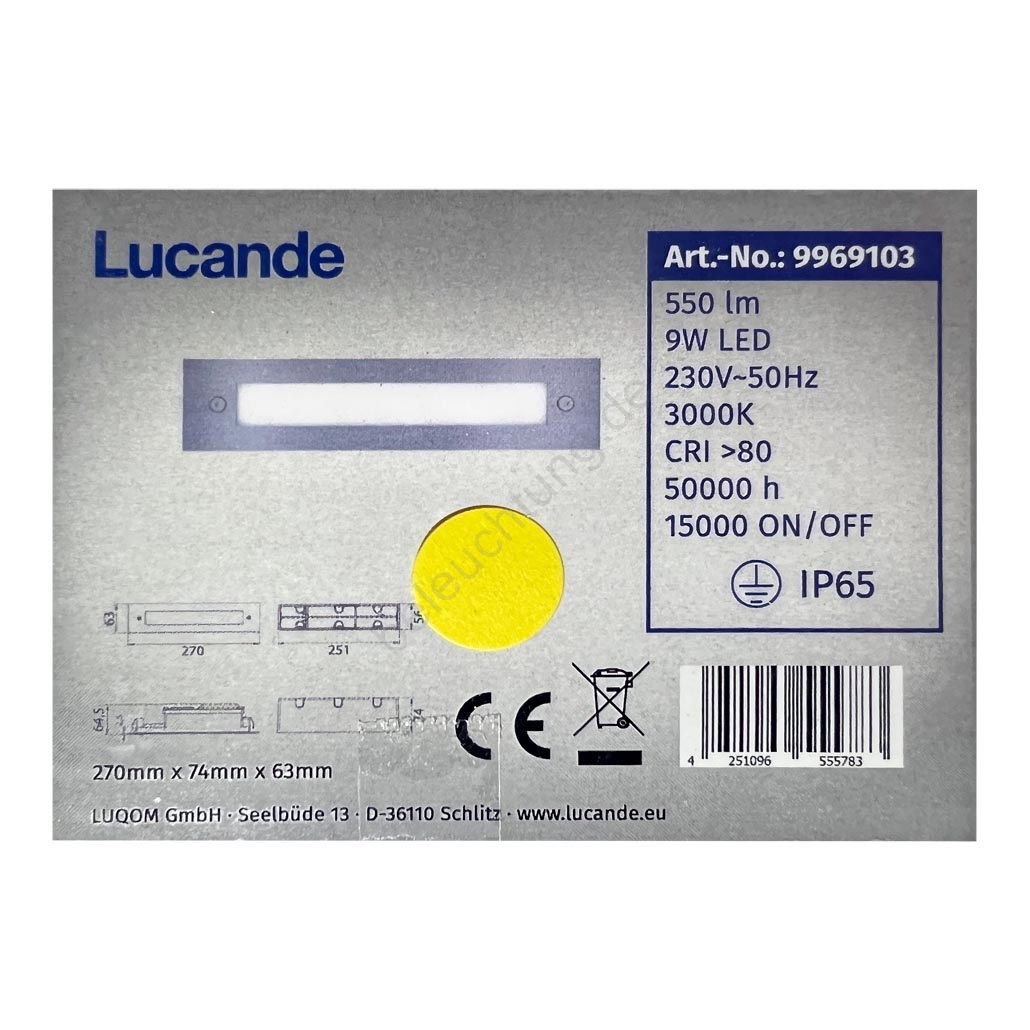 Lucande - LED-Einbauleuchte für den Außenbereich RONI LED/9W/230V IP65 ...