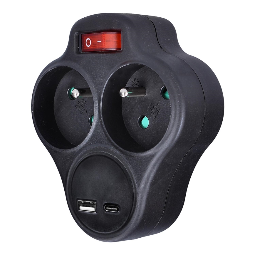 Solight P99USBC-B - Mehrfachsteckdose mit USB A+C Ladegerät und ...