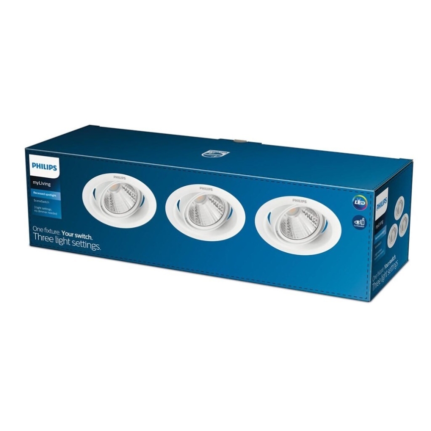 Philips - SET 3x Dimmbare LED-Einbauleuchte SCENE SWITCH LED/7W/230V | Beleuchtung.de