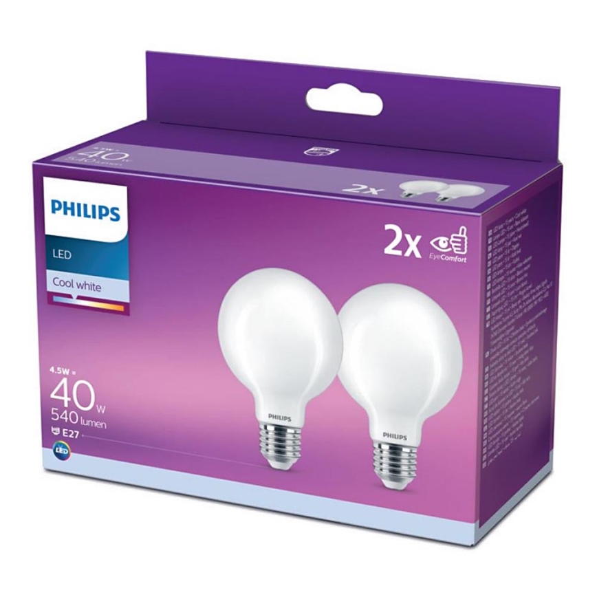SET 2x LED-Glühbirne Philips G80 E27/4,5W/230V 4000K | Beleuchtung.de