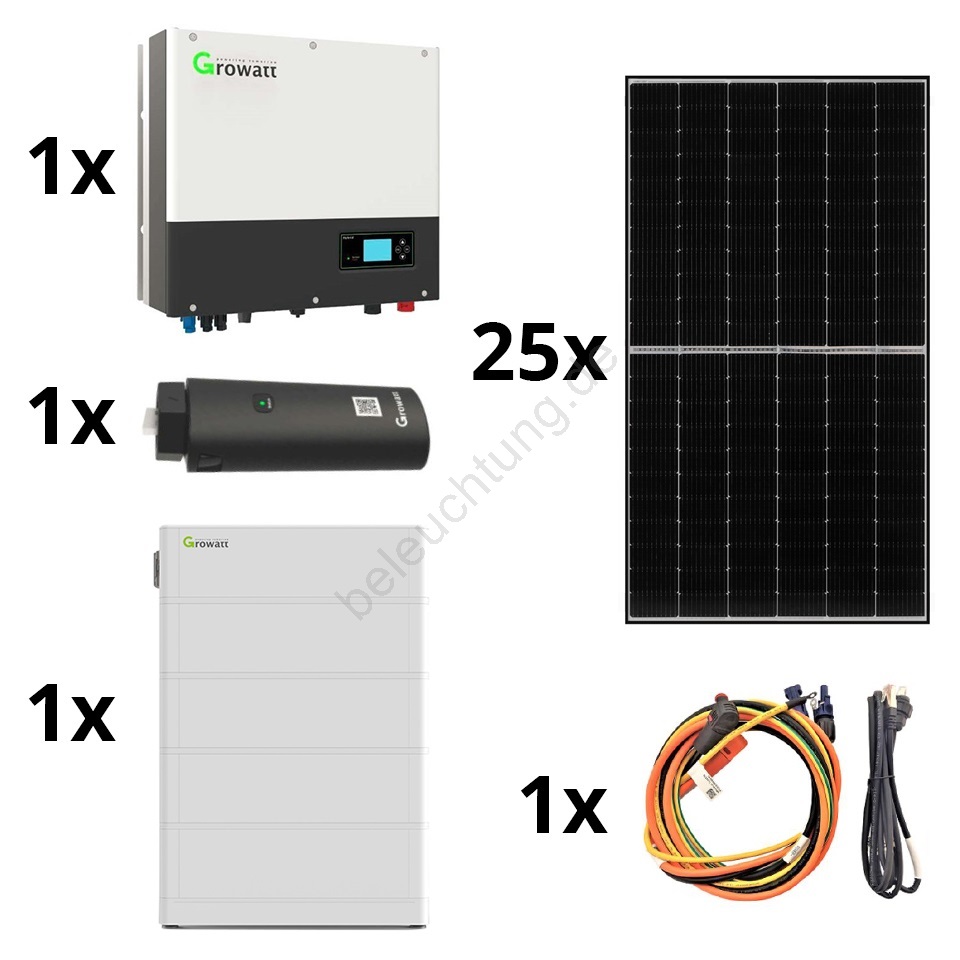 Solar-Kit GROWATT: 10kWp JINKO + Hybrid-Wechselrichter 3p + 10,24 kWh Batterie | Beleuchtung.de